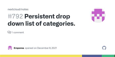 Persistent Drop Down List Of Categories · Issue 792 · Nextcloudnotes · Github