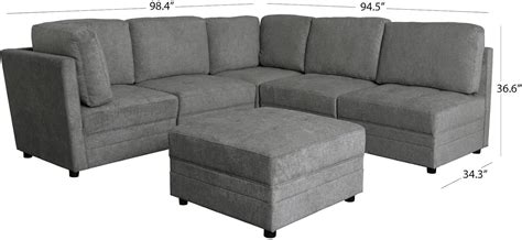 Abbyson Living Fabric 6 Piece Modular Sectional Set Dark