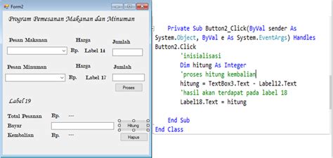 Program Pemesanan Makanan Dan Minuman Dengan Vbnet ~ Belajar Apa Saja