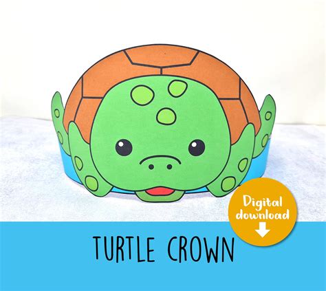 Turtle Paper Crown Turtle Mask Ocean Party Turtle Headband