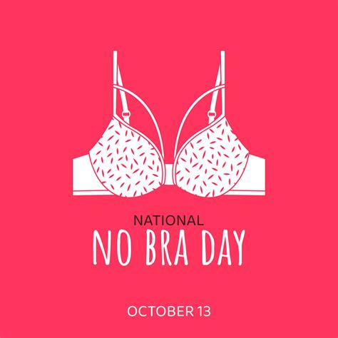 National No Bra Day Vector Web Banner Poster Cover White Push Up