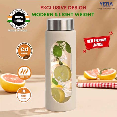 Yera Glassware Aqua Bliss Water Bottle With Sleeve Buy At ₹179 Online
