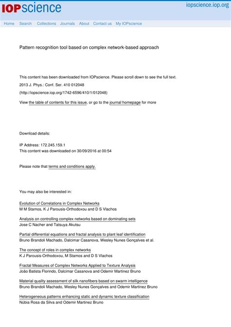Pdf Pattern Recognition Tool Based On Complex Network Based Approach