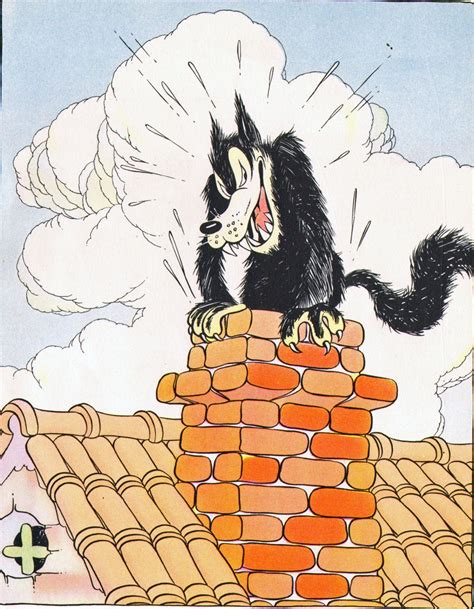 Big Bad Wolf Climbs Down Brick Chimney 1933 Walt Disney Vintage Print