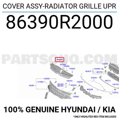 Cover Assy Radiator Grille Upr 86390r2000 Hyundai Kia Parts Partsouq