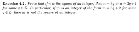Solved Exercise 4 2 Prove That If N Is The Square Of An Chegg Com