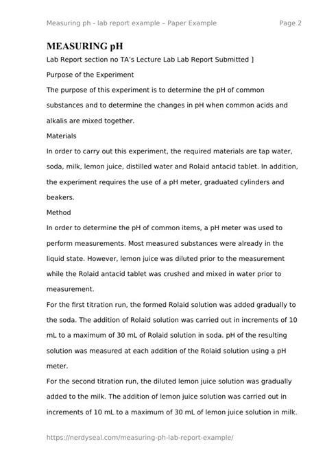 Measuring Ph Lab Report Example 575 Words Nerdyseal