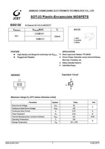 Bss138 Datasheet Mosfet N Ch 50v 022a Full Specification With