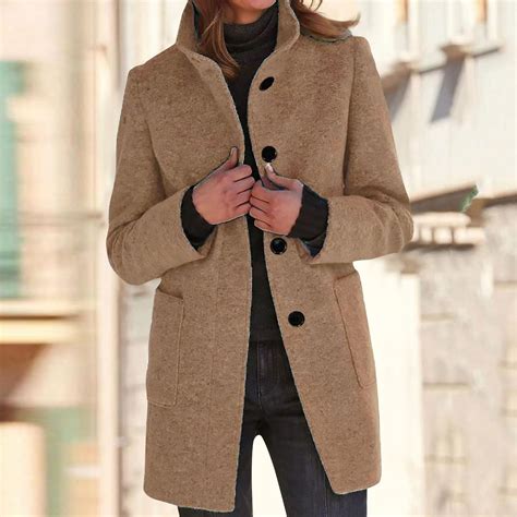 Tqwqt Womens Black Pea Coats Clearance Wool Blazer Jacket Winter Shawl