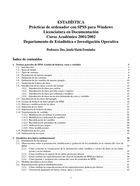 Manual Spss Estadistica Espanol Pdf Spss Archivo De Computadora