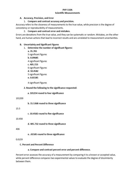 Activity 1 Scientific Measurements Pdf Significant Figures Accuracy And Precision