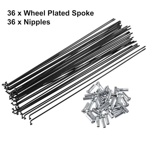 Steel Spoke Nipples 36 Piece Bike Spoke Set 13g 121mm Black Steel