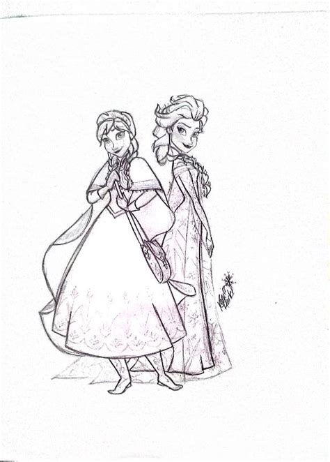 Elsa Anna Sketch At Paintingvalley Com Explore Collection Of Elsa Anna Sketch