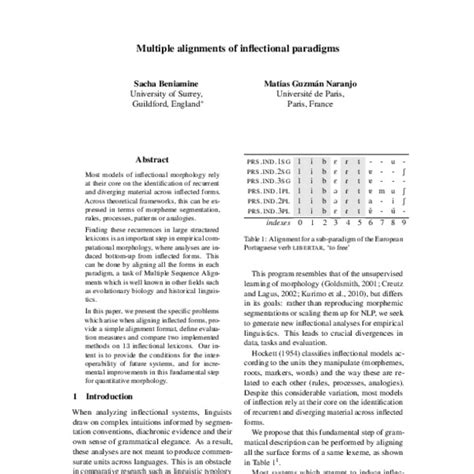 Multiple Alignments Of Inflectional Paradigms Acl Anthology