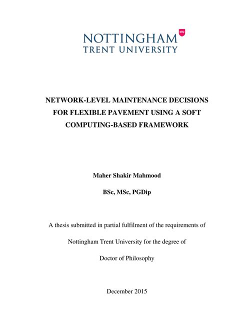 Pdf Network Level Maintenance Decisions For Flexible Pavement Using A Soft Computing Based