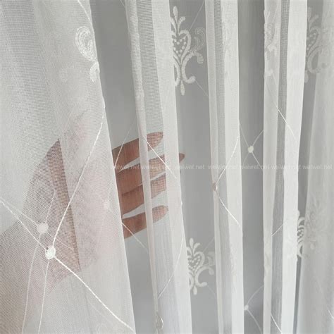 Тюль турецький класичний з короною L163 тюль у кольорі айворі тюль з вишивкою на метраж купити