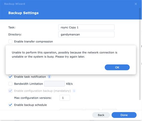 Hyperbackup Rsync Unable To Perform This Operation Possibly Because