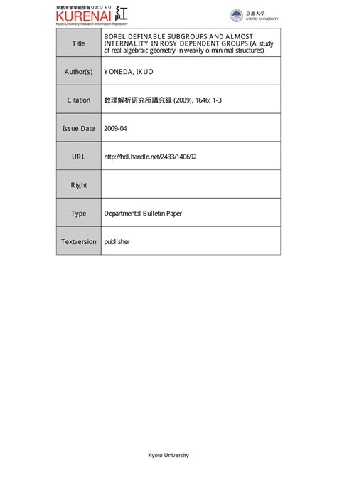 Pdf Borel Definable Subgroups And Almost Internality In Rosy