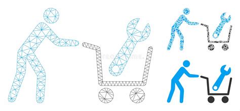 Tools Shopping Vector Mesh Network Model And Triangle Mosaic Icon Stock