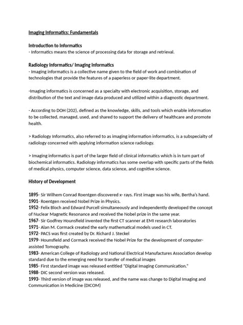 Imaging Informatics Pdf Bit Medical Imaging