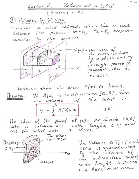 Calculus 2 Math 122 Volume Of A Solid Lectured 8 Volume Of A Solid Section 6 I Volumes