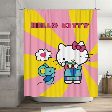 Hello Kitty Shower Curtain 72 X 72 Inch Waterproof Fabric Shower