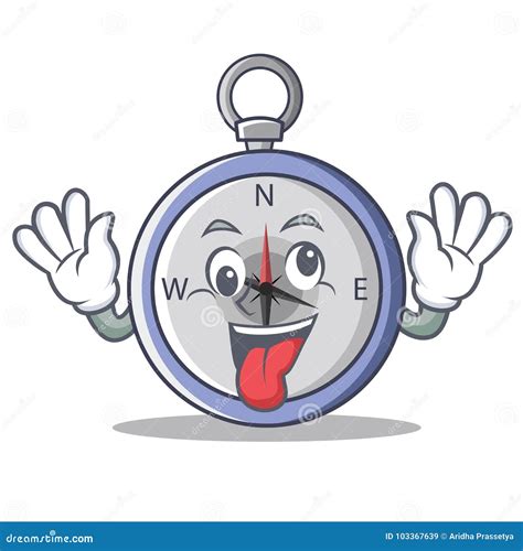 Crazy Compass Character Cartoon Style Stock Vector Illustration Of