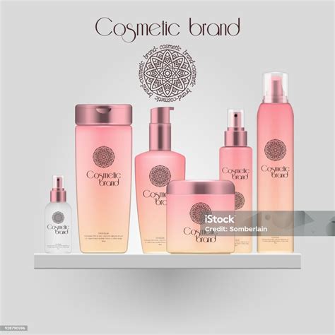 현실적인 그라데이션 색상 화장품 병의 집합입니다 3 차원 이랑 병 흰색 배경에 고립입니다 화장품 패키지입니다 3차원 형태에 대한 스톡 벡터 아트 및 기타 이미지 Istock