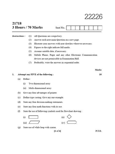 Question Paper Summer 2018 Pdf Pointer Computer Programming Computer Science