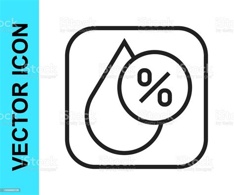 흰색 배경에 격리된 블랙 라인 워터 드롭 백분율 아이콘입니다 습도 분석 벡터 가리키기에 대한 스톡 벡터 아트 및 기타 이미지 가리키기 개념 검은색 Istock