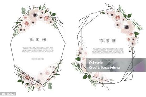 세트 벡터 꽃 디자인 카드입니다 인사말 엽서 결혼식 초대 템플릿입니다 장미와 말미잘이 있는 우아한 프레임 0명에 대한 스톡 벡터 아트 및 기타 이미지 Istock