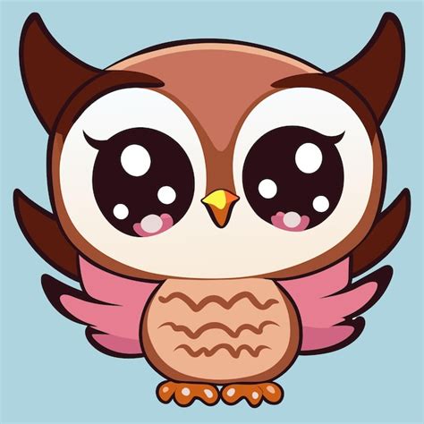 귀여운 올빼미 손으로 그린 만화 스티커 아이콘 개념 고립 된 그림 프리미엄 Ai 생성 벡터