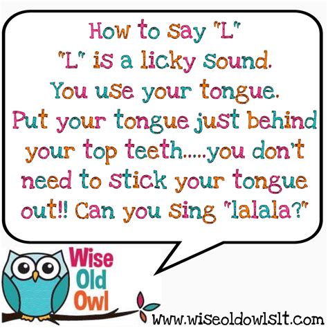 Wise Old Owl Speech And Language Therapy Speech How To Say L