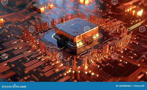 The CPU On The Circuit Board Stock Illustration Illustration Of Equipment Board