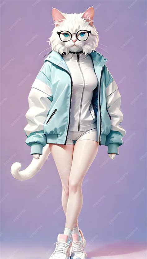 Premium Photo Sexy Kitty Wearing Glasses Cat Fashion Jacket With