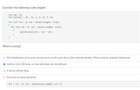 Solved Consider The Following Code Snippet Int Sum Int Chegg