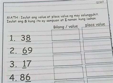 QiwR MATH Isulat Ang Value At Place Value Ng StudyX