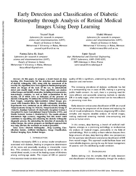 Early Detection And Classification Of Diabetic Retinopathy Through Analysis Of Retinal Medical