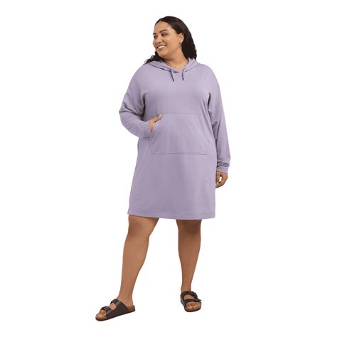 Hanes Originals Womens Soft Brushed Fleece Plus Sizes Hoodie Dress