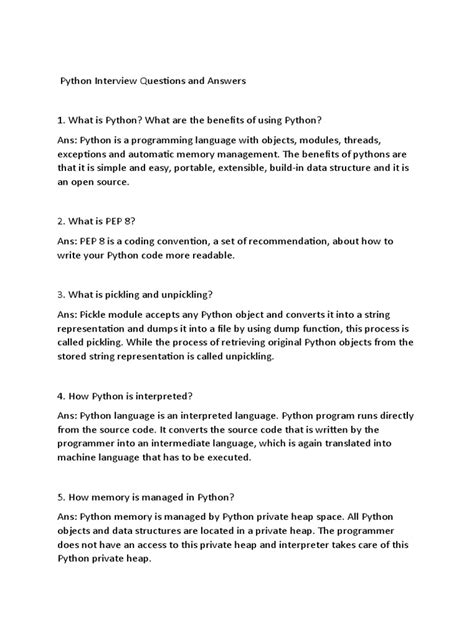 Python Best Interview Question Collection Pdf Python Programming Language Variable