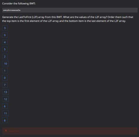 Solved Consider The Following Bwt Smnpbnnaaaaaa Generate