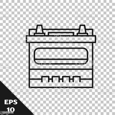 투명 한 배경에 격리 된 검은 선 자동차 배터리 아이콘입니다 축압기 배터리 에너지 전력 및 전기 축압기 배터리 벡터 일러스트레이션 0명에 대한 스톡 벡터 아트 및 기타