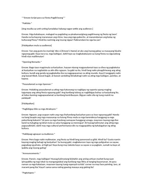 Emcee Script For Fiesta Tagalog Pdf