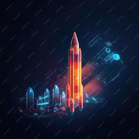 Premium Ai Image Rocket Launch And Schedule Are Growing Low Poly Style Abstract Neon Frame