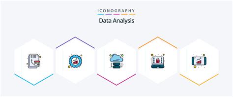 Data Analysis 25 Filledline Icon Pack Including Chart Security Analytics Lock Computer