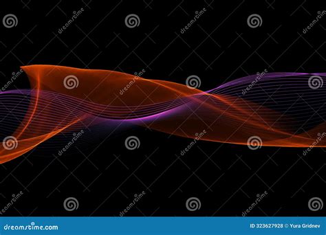 Abstract Glowing Wave Lines On Dark Blue Background Dynamic Wave