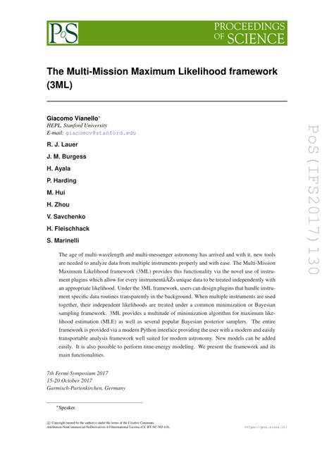 Pdf The Multi Mission Maximum Likelihood Framework 3ml