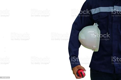 통신 라디오와 흰색 배경 산업 개념에 고립 된 흰색 보안 헬멧을 들고 엔지니어 건설업자에 대한 스톡 사진 및 기타 이미지 건설업자 공학 기업 재무와 산업 Istock