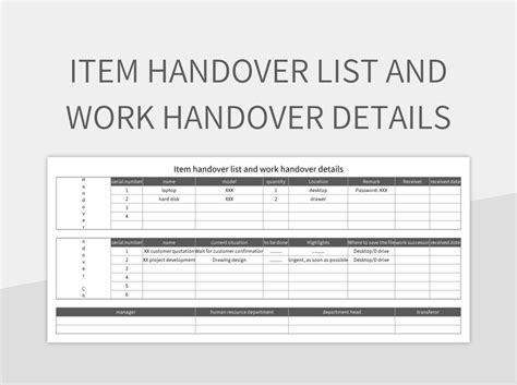 Free Employee Handover Form Templates For Google Sheets And Microsoft Excel Slidesdocs