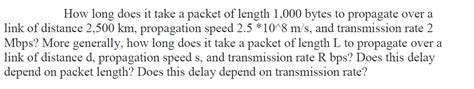 Solved How Long Does It Take A Packet Of Length 1 000 Bytes
